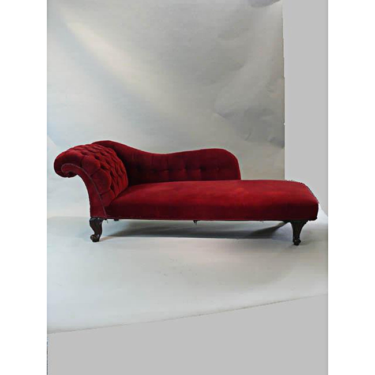 VICTORIAN RED VELVET DEEP BUTTONED CHAISE LONGUE 193 CM LONG 68 CM HIGH ...