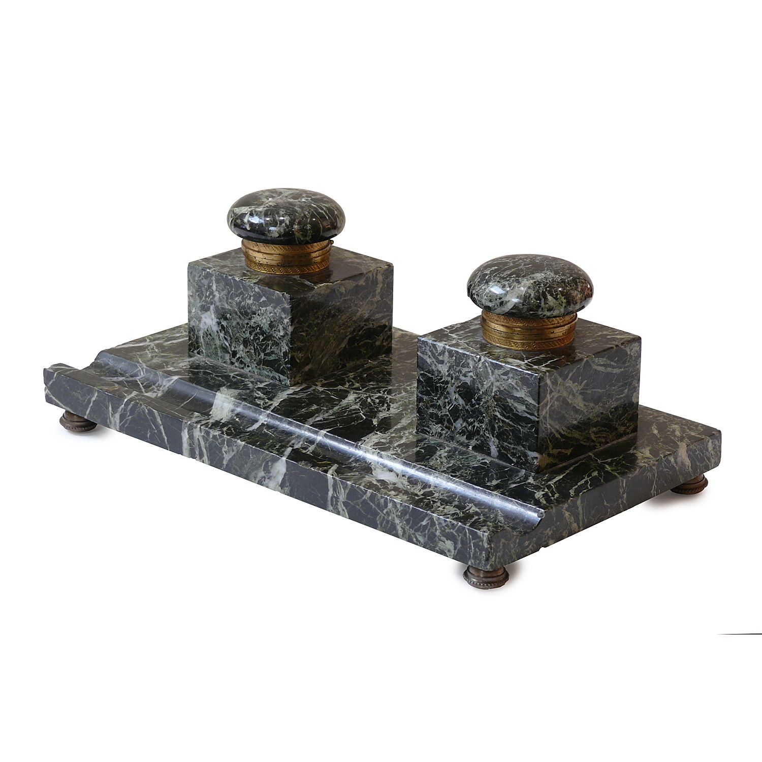 GREEN MARBLE INK SET GREEN MARBLE WELLS 30 CM WIDE - Best antique prop ...