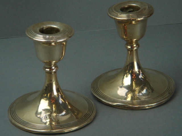 SILVER CANDLESTICK SIMPLE DESIGN WITH CIRCULAR BASE 4/i HIGH 11 CM (X2 ...