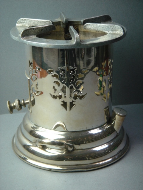 SILVER CREPE FLAMBE BURNER - Prop hire for film, TV, and events