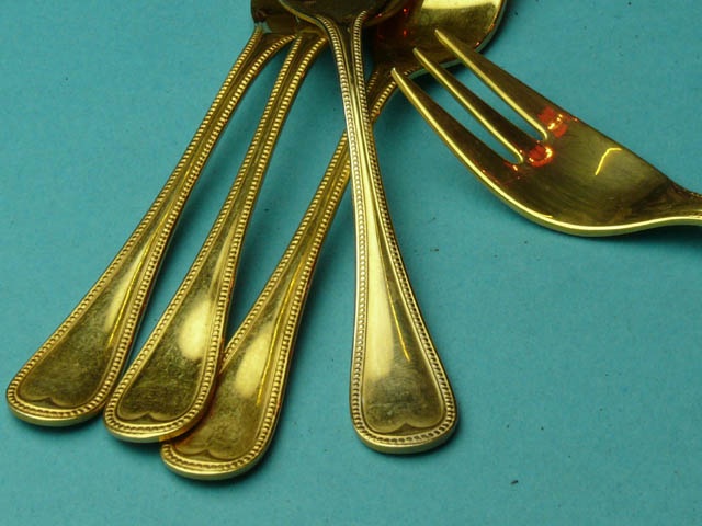 GOLD BEAD TEA FORK - Authentic antique prop hire for film, TV & events ...