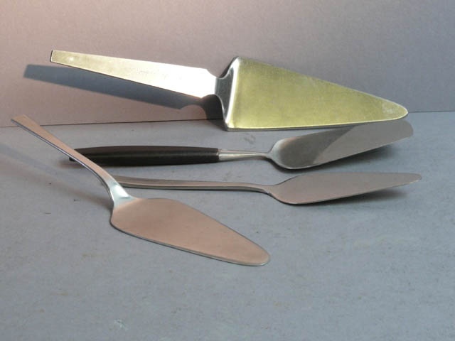 PLAIN STAINLESS STEEL CAKE SLICE AS SELECTED (X10) - Authentic antique ...