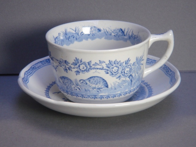 FURNIVALS QUAIL SMALL TEACUP AND SAUCER (X19) - Prop hire for film, TV ...