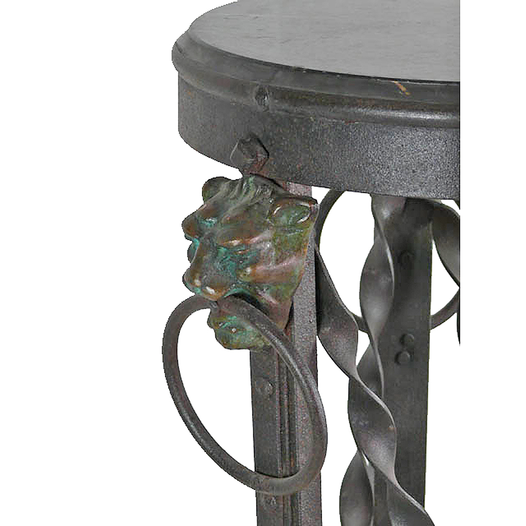 ROMAN STYLE PEDESTAL WROUGHT IRON WITH BRONZE MOUNTS VIOLET BRECCIA ...