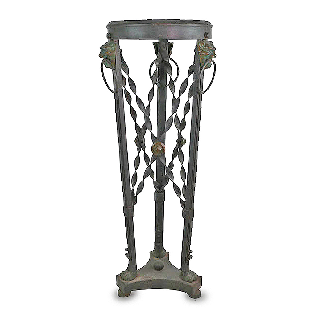 ROMAN STYLE PEDESTAL WROUGHT IRON WITH BRONZE MOUNTS VIOLET BRECCIA ...
