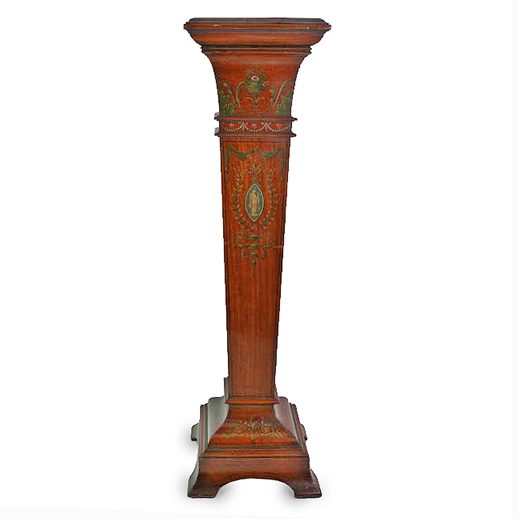 SHERATON REVIVAL DECORATED SATINWOOD PEDESTAL 125 CM HIGH - Prop hire ...