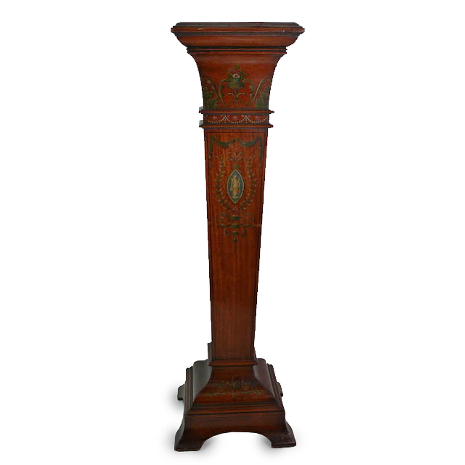 SHERATON REVIVAL DECORATED SATINWOOD PEDESTAL 125 CM HIGH - Prop hire ...
