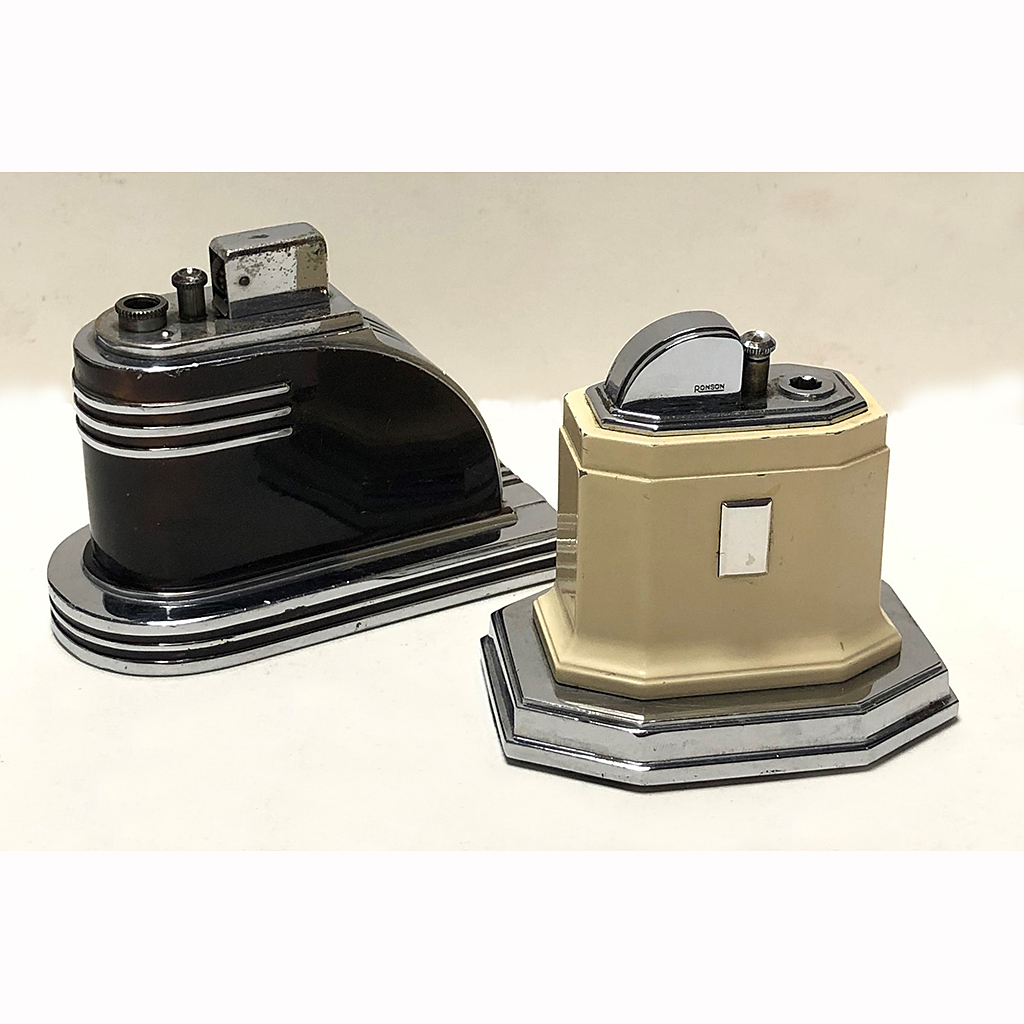 DECO TABLE LIGHTER CHROME AND BAKELITE - Authentic antique prop hire ...