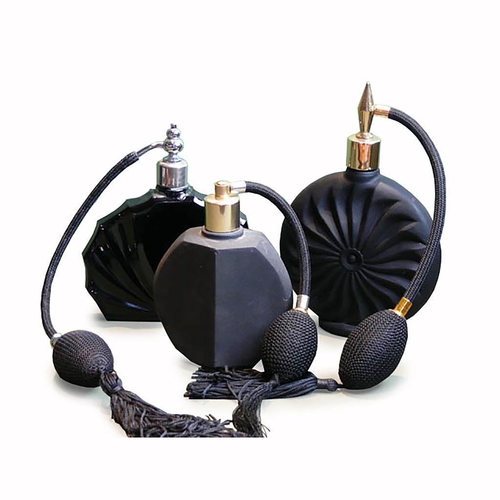 DECO DESIGN SCENT / PERFUME BOTTLE WITH PUFFER - Authentic antique prop ...