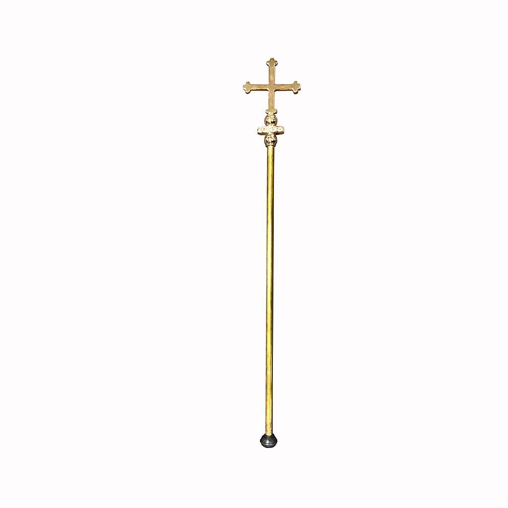 ORNATE BRASS SCEPTRE WITH CRUCIFIX / CROSS FINIAL 2’4” TALL - Authentic ...