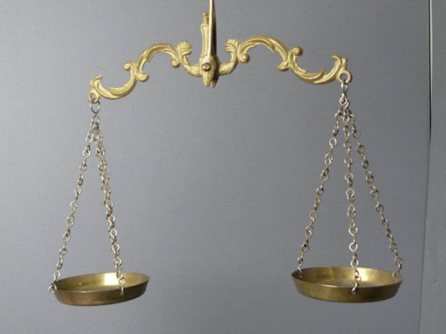 SET OF BRASS SCALES ORNATE BRASS HAND HELD - Prop hire for film, TV ...