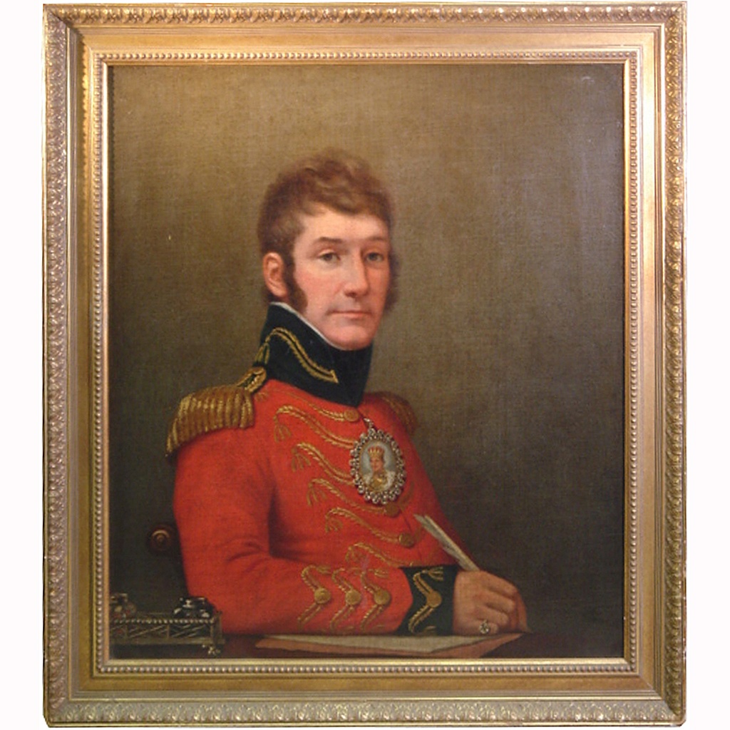 OIL PAINTING 30/i X 26/i MILITARY PORTRAIT OF AN EARLY 19THC REDCOAT ...