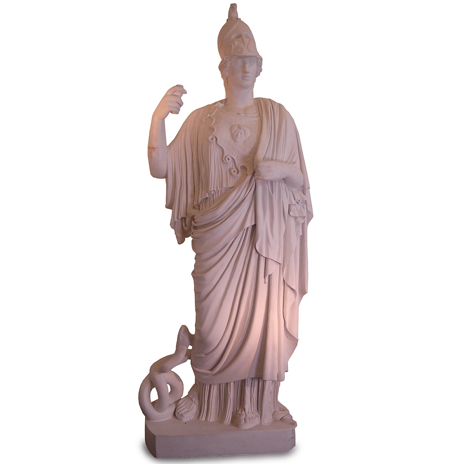 HEROIC FAUX WHITE MARBLE GRECO - ROMAN STATUE OF ATHENE / MINERVA WITH ...