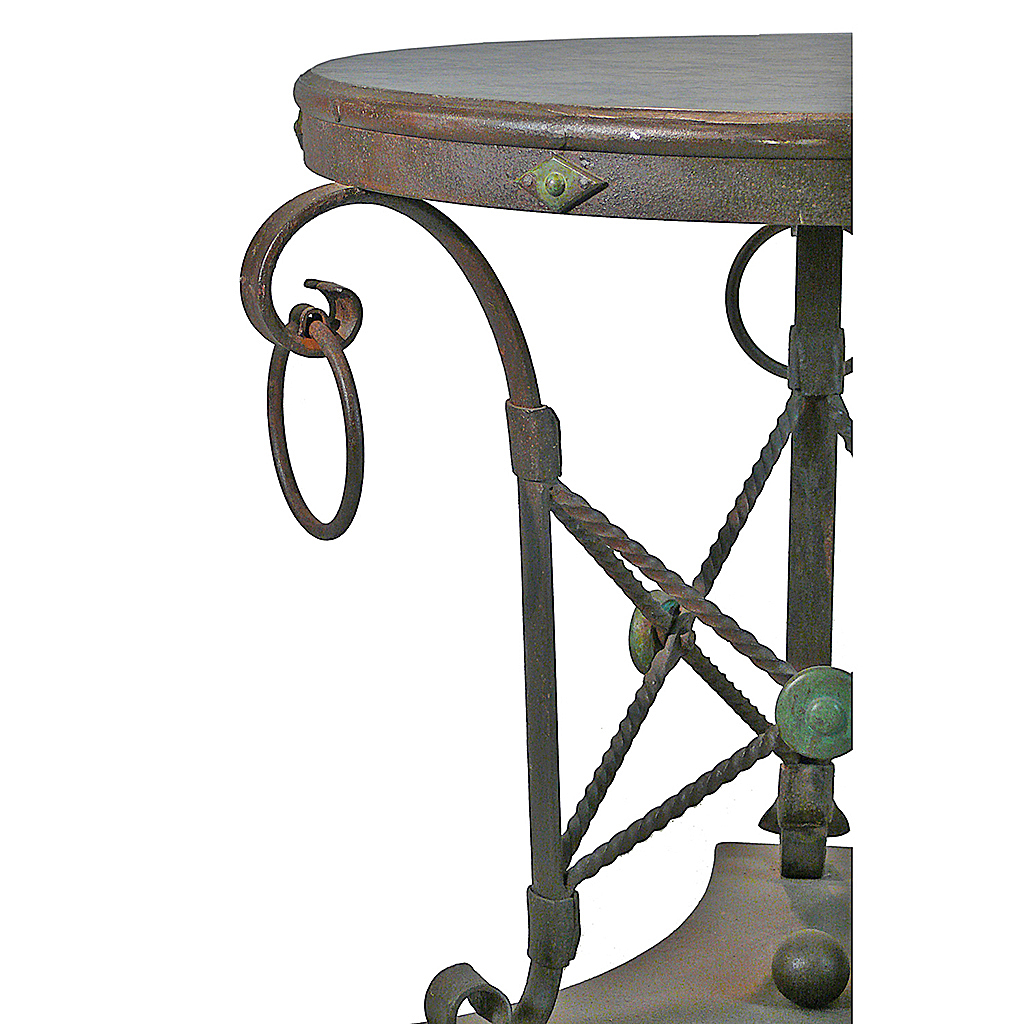 ROMAN STYLE CIRCULAR TABLE WROUGHT IRON WITH BRONZE MOUNTS BLACK GREEN ...