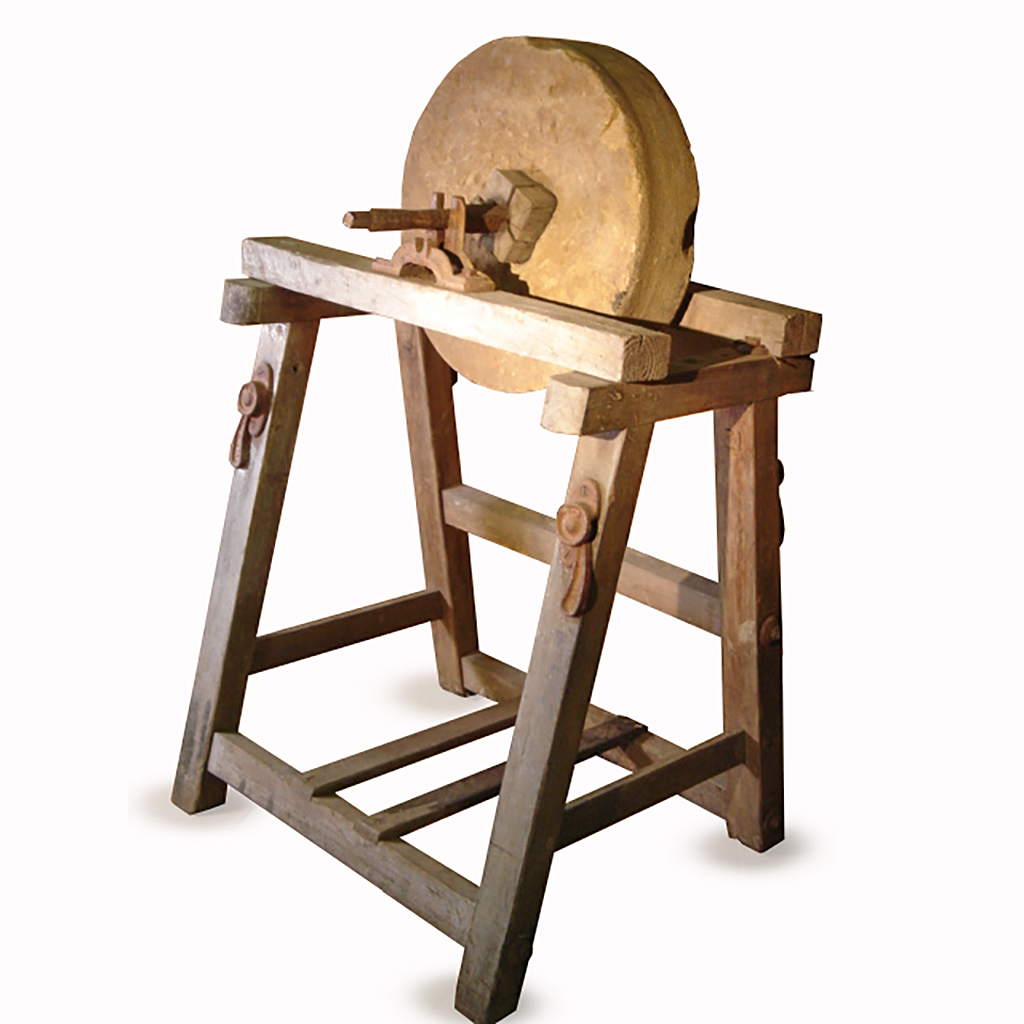 LARGE EARLY KNIFE GRINDER / WHEEL ON A RUSTIC WOOD STAND - Authentic ...