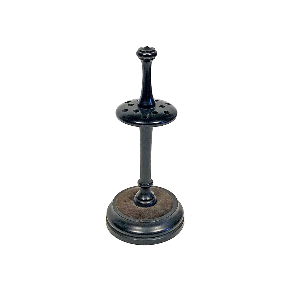 EBONY HAT PIN STAND WITH RED VELVET BASE 15CM HIGH - Authentic antique ...